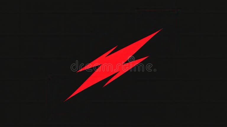 Bold Red Lightning Bolt Icon on Solid Black Background Showcases ...