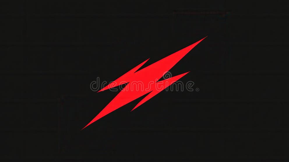 Bold Red Lightning Bolt Icon on Solid Black Background Showcases ...