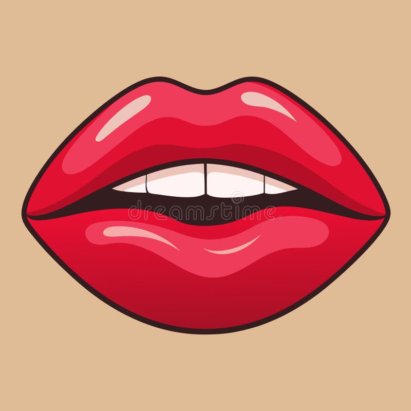 A Bold Red Lip Design is Set Against a Neutral Background, with Smooth ...