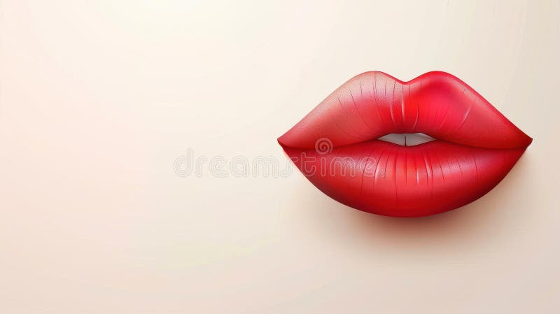 Bold Red Lips Create an Eyecatching Kiss, Captured in a Clean Vector ...