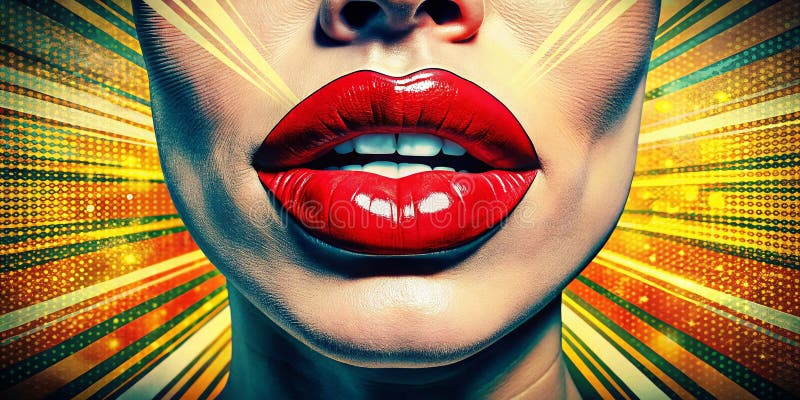 Bold Red Lips a Retro Comic Pop Art Explosion of Vintage Style ...