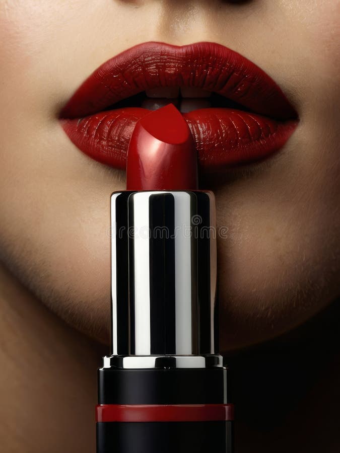 Bold Red Lipstick stock illustration. Illustration of style - 327255213