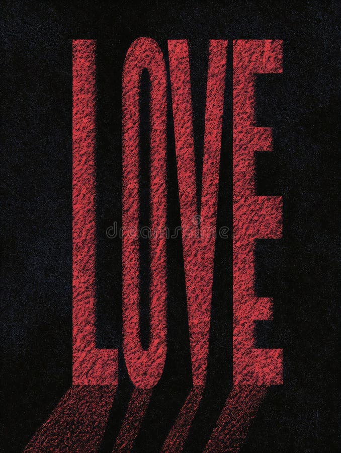 Bold Red Love Text Casting Shadows on a Dark Background, Symbolizing ...