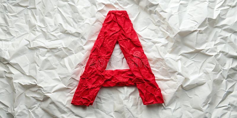 Bold Red Lowercase Letter a Against Textured Crumpled Paper Background ...