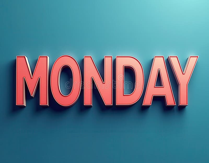 Bold Red Monday Text Against a Teal Background. Stock Illustration ...