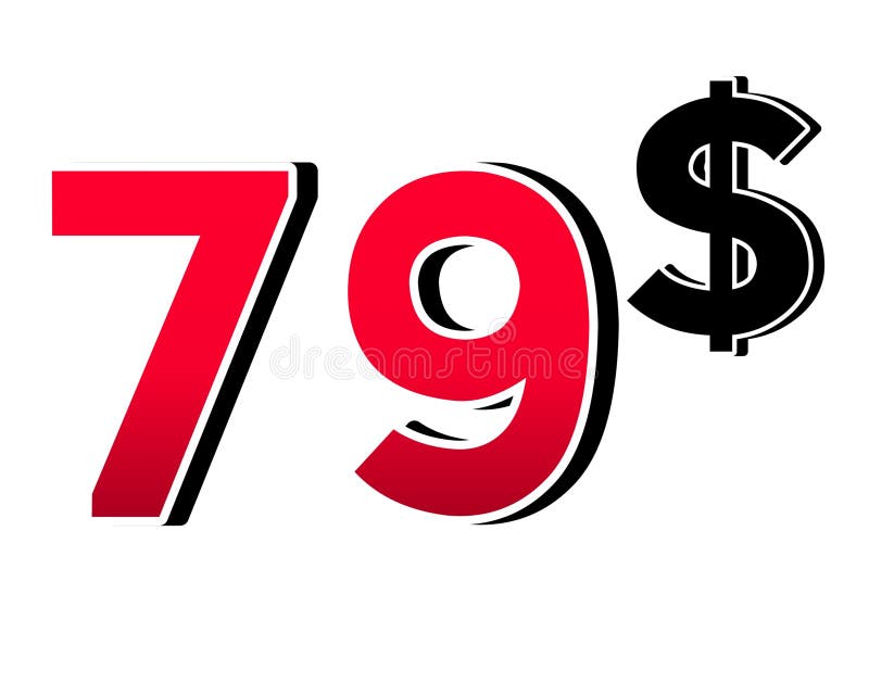 Number 79$ Dollars Sign Price Tag on White Background Stock ...