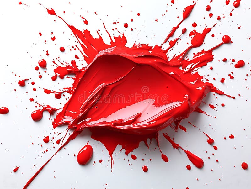 Bold Red Paint Splatter on White Background Artistic Creation Stock ...