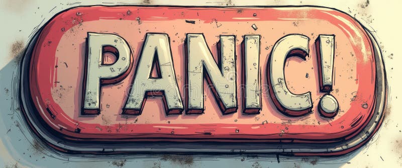 Bold Red Panic Button with a Distressed Look Stock Image - Image of ...