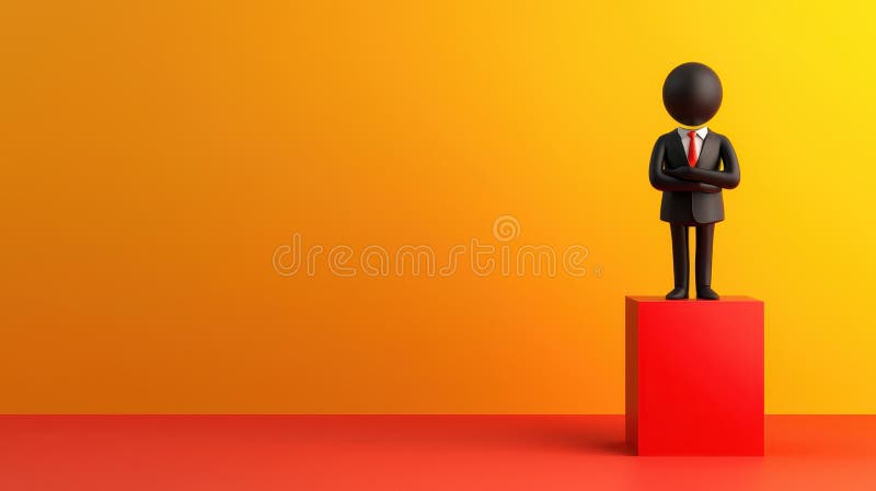 Bold Red Platform, Man S Striking Pose in Minimalist Setting Man Stock ...