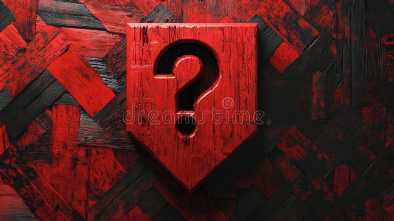 Bold Red Question Mark on Textured Black and Red Wooden Background ...