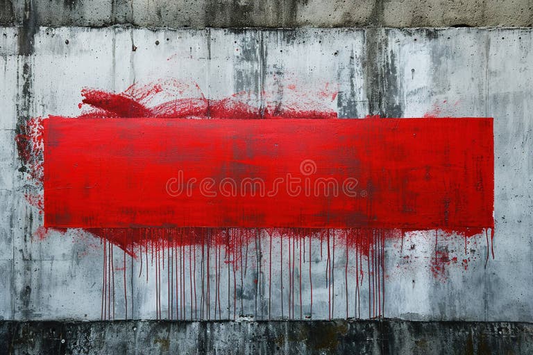 A Bold Red Rectangular Brushstroke Dominates a Concrete Wall, Offering ...
