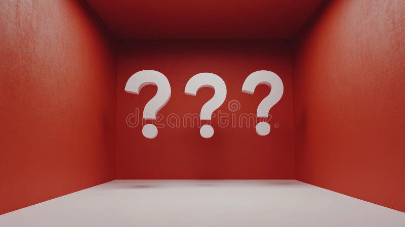A Bold Red Room Features Large White Question Marks on the Walls. this ...