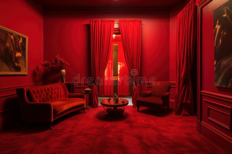 Bold Red Room Renovation. Generate AI Stock Image - Image of crimson ...