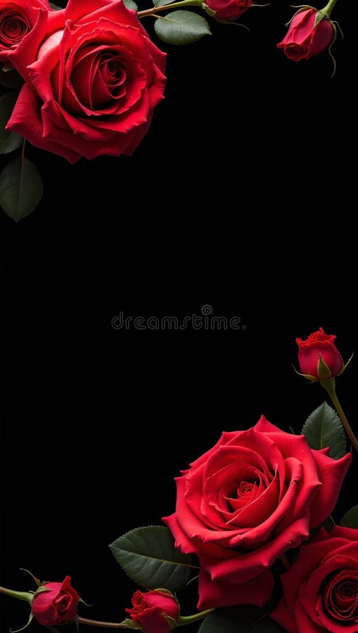 Bold Red Roses on Elegant Black Backdrop Perfect for Valentines Day ...