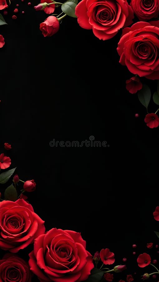 Bold Red Roses on Elegant Black Backdrop Perfect for Valentines Day ...
