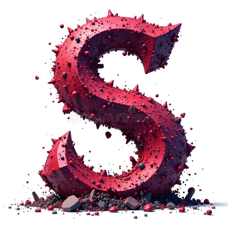 A Bold Red S with Spiked Texture and Splatter Effect, Set Against a ...