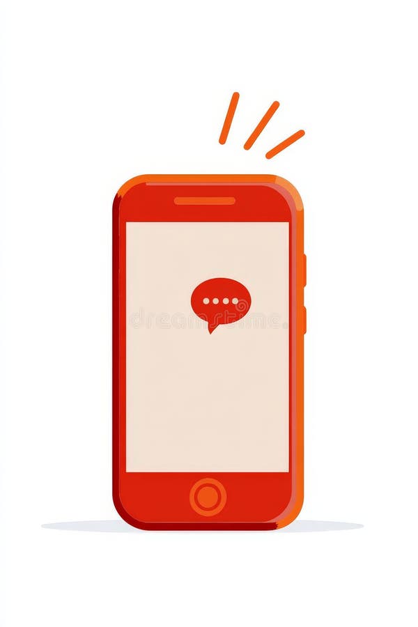 Bold Red Smartphone Notification Alert Icon Vibrant Dynamic Flat Vector ...