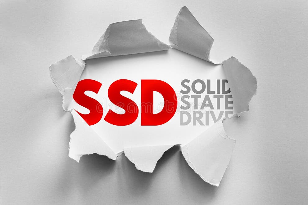 Bold Red "SSD" Text with "Solid State Drive" in Grey Revealed through ...