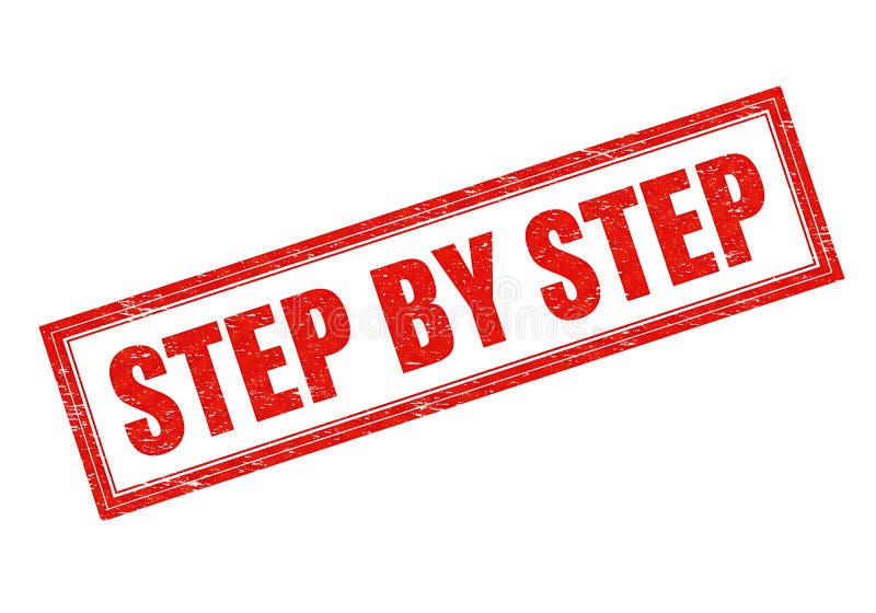 Bold Red Stamp Design with Step by Step Motivational Message Stock ...