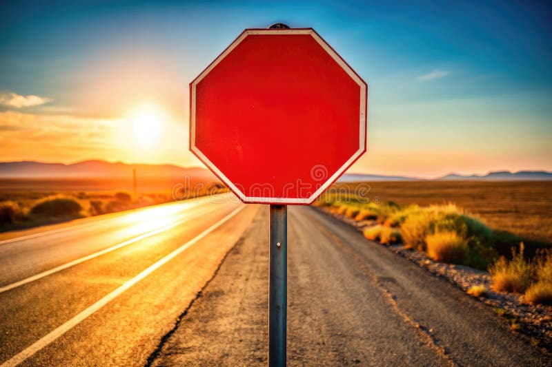 A Bold Red Stop Sign Marks the Empty Solitude of a Desolate OneWay ...
