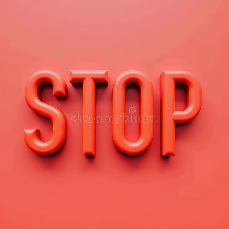 Bold Red STOP Text on a Matching Red Background. Stock Illustration ...