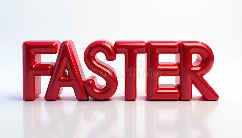 Bold Red Text Spelling FASTER on a White Background. Stock Illustration ...