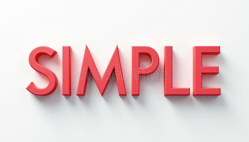 Bold Red Text Spelling SIMPLE on a White Background. Stock Illustration ...