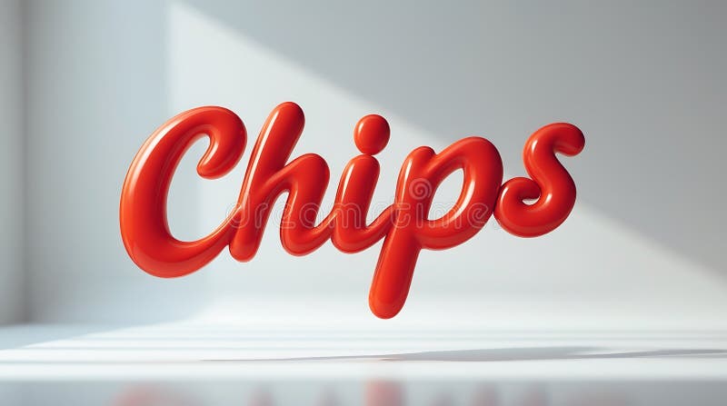 Bold Red Typography Spelling Out Chips in a Minimal Indoor Setting ...
