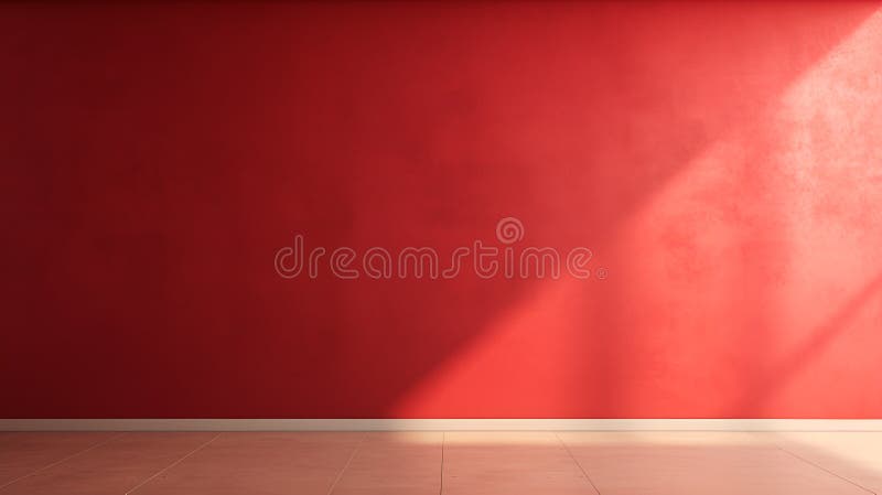Bold Red Wall with Striking Light and Shadow Play, Ideal for High ...