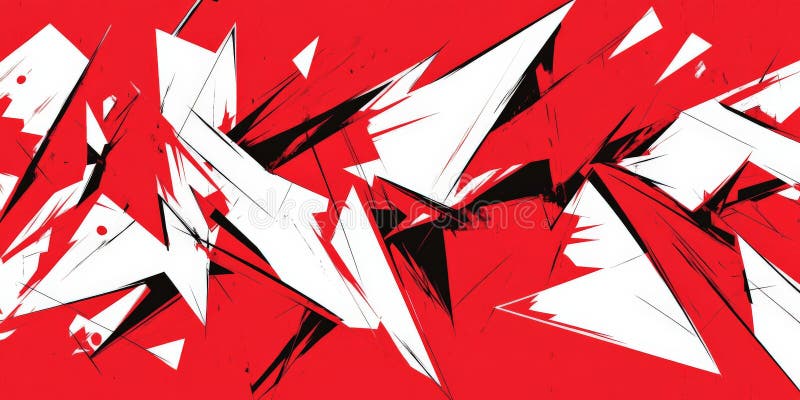 A Bold Red and White Geometric Pattern with Sharp Lines and Triangles ...