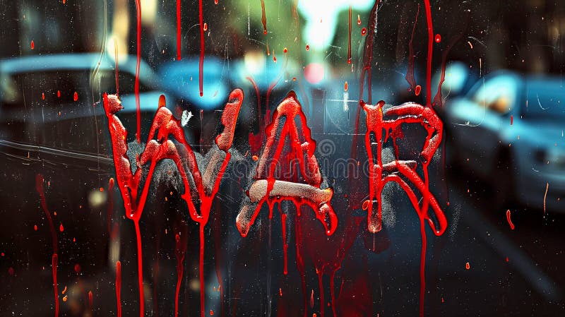 Bold Red Word War Written on Glass Surface Stock Image - Image of urban ...