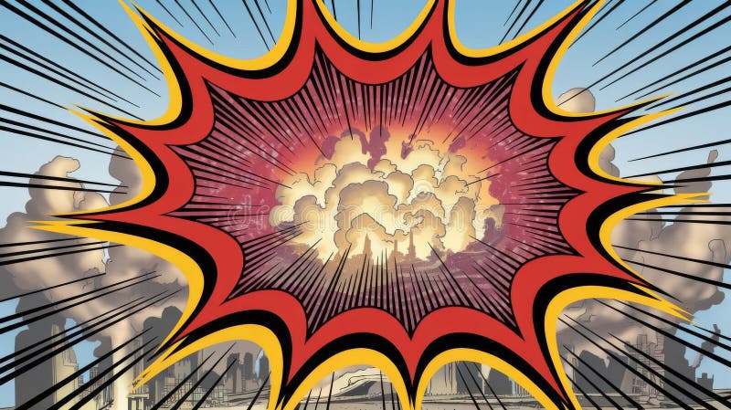 Bold Red and Yellow Explosion Frame in Comic Book Style for Dynamic ...