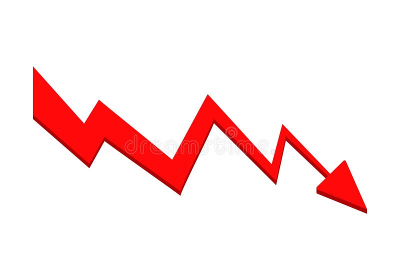 Red Zigzag Arrow Pointing Downward Shows a Decline Stock Vector - Illustration of negative ...