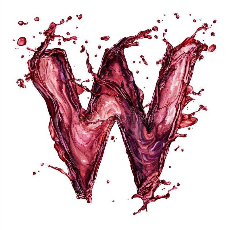 Bold Representation Letter W Crafted Thick Splash Red Brown Liquid Set ...