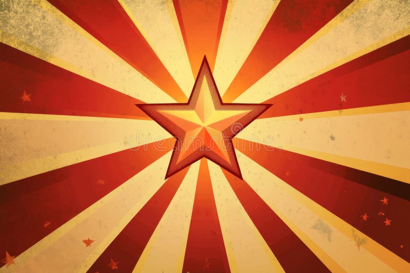 Bold Retro Poster with Dynamic Rays of Light and a Five-pointed Star ...