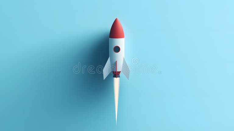 Bold Rocket Design with Vibrant Flame and Teal Ai Generated Stock ...