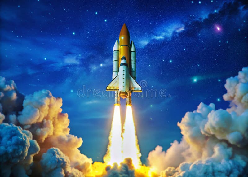 Bold Rocket Launch at Night: Stunning Night Sky Space Exploration Stock ...