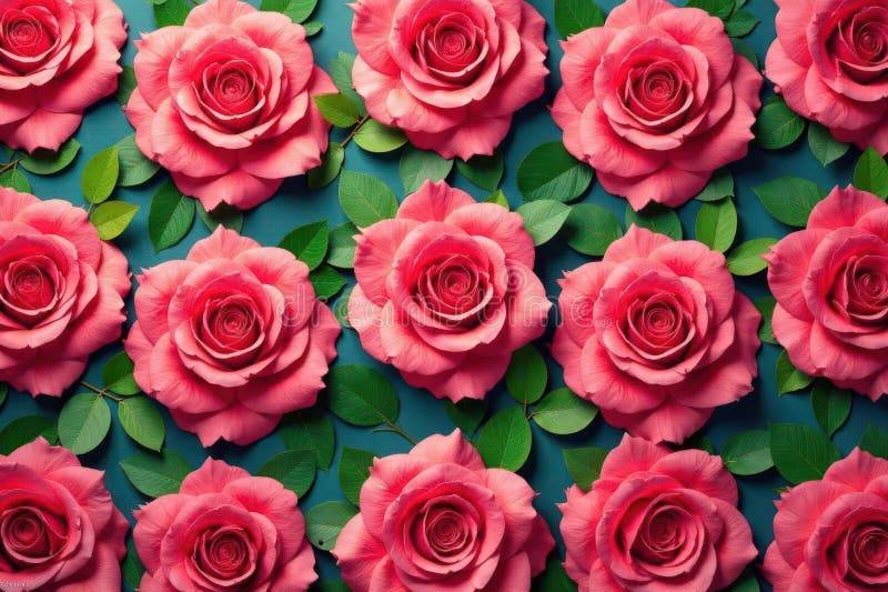 Bold Rose Motifs Arranged in a Square Repeating Pattern , Texture ...