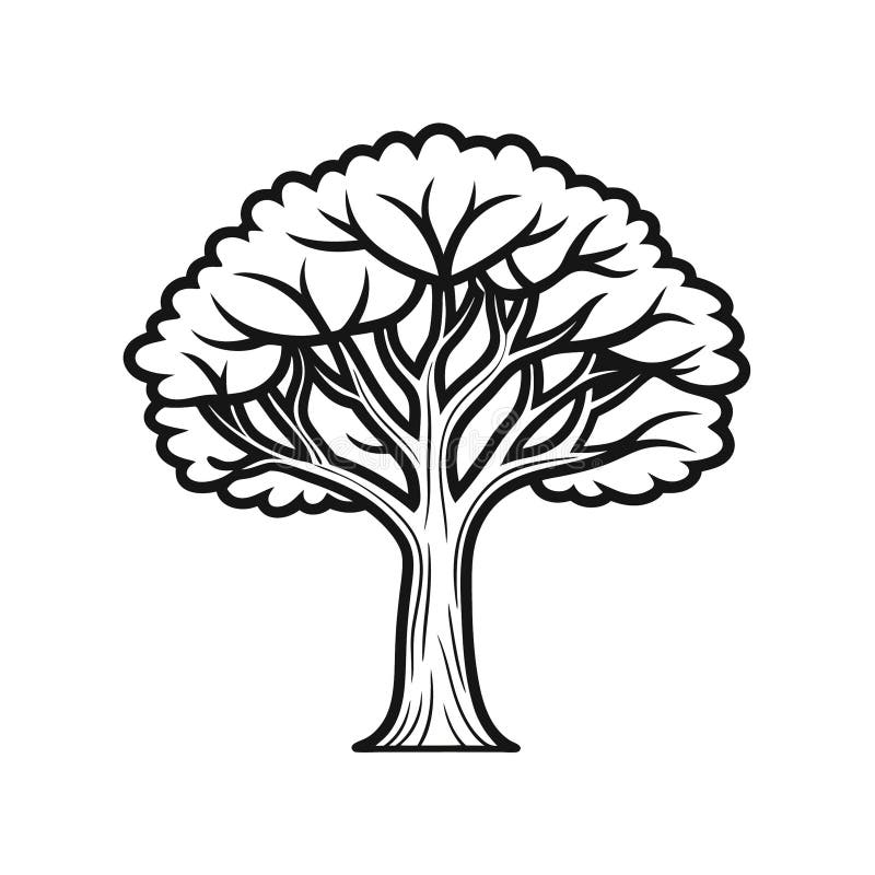 Bold Rubber Tree Illustration with Clear Outline Stock Illustration ...