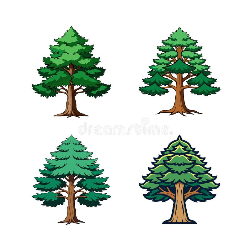 Bold Scotch Pine Tree Illustration with Clear Outline Stock Vector ...