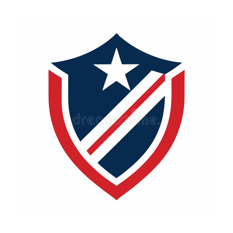 Shield Logo with Stars and Diagonal Lines Stock Illustration ...