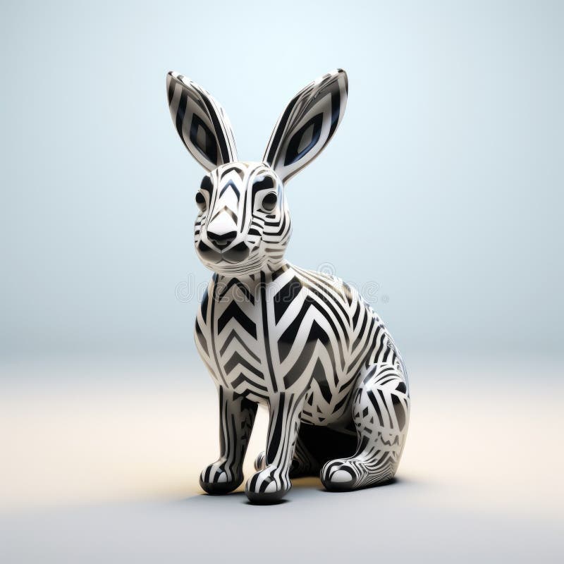 Bold and Shiny 3d Printed Zebra Rabbit with Ambiguous Forms Stock ...