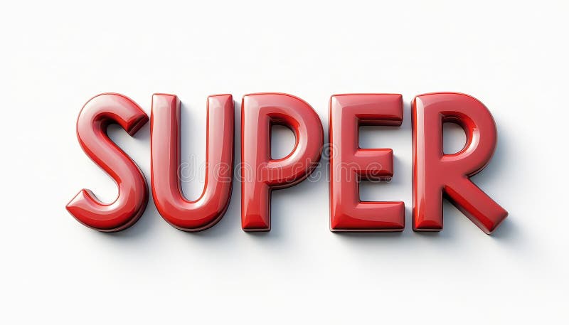 Bold and Shiny Red Text Displaying the Word SUPER on a White Background ...