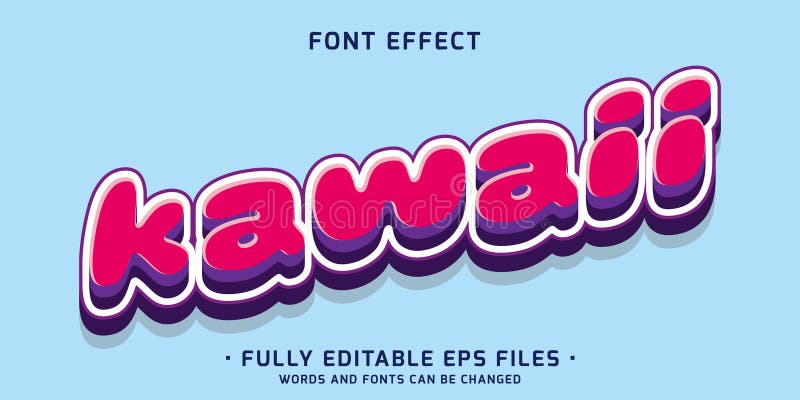 Bold and Simple Font Effect with Kawaii Text and Vibrant Color Stock ...