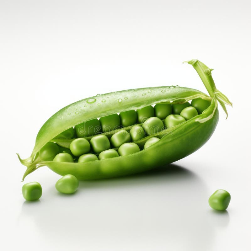 Bold and Simplified: Green Pea Pod on White Surface Stock Illustration ...