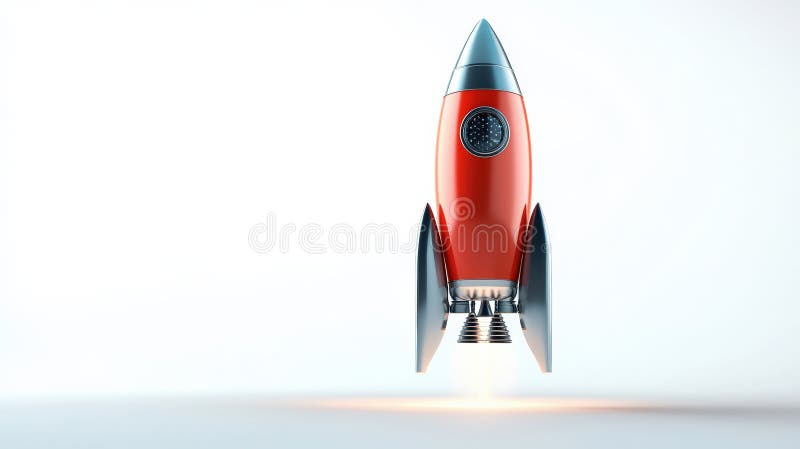 A Sleek, Dark Red Rocket Launching into Space. Generative AI ...