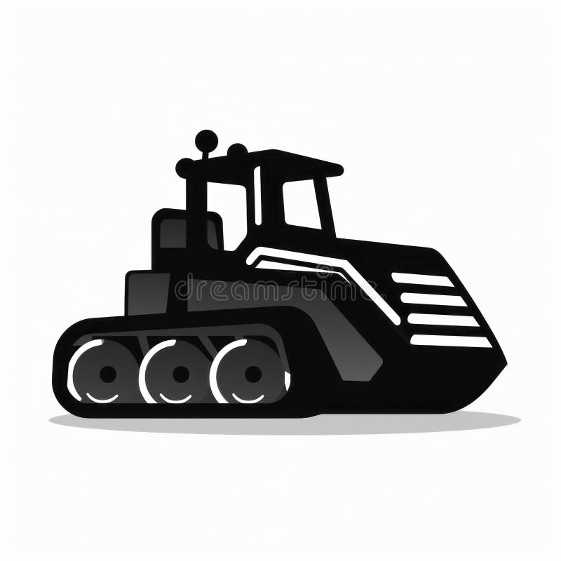 Bold and Sleek Tractor and Bull Dozer Icon on White Background Stock ...
