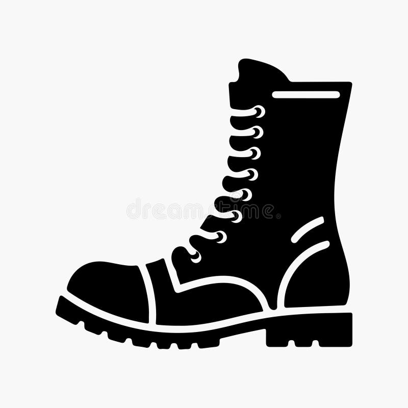 A Bold, Solid Black Silhouette of a Work Boot. Stock Vector ...