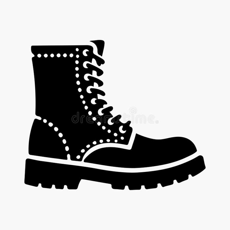 A Bold, Solid Black Silhouette of a Work Boot. Stock Vector ...