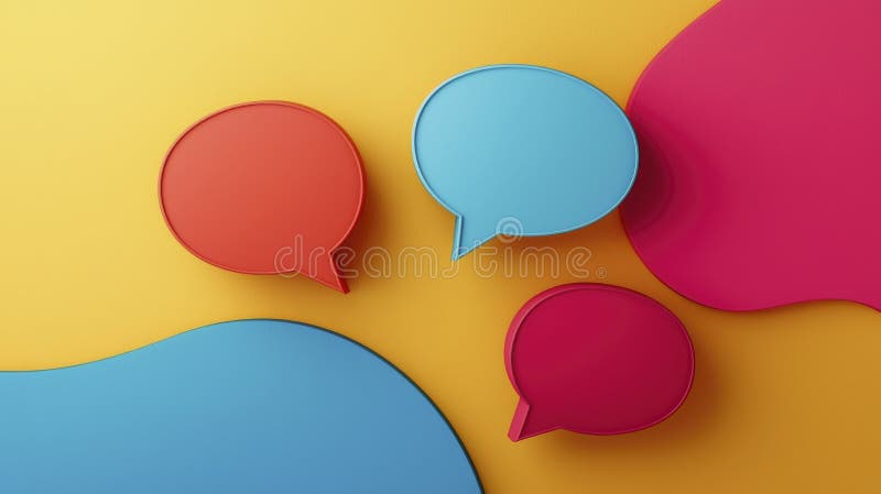 Bold Speech Bubbles Amidst Vibrant Digital Shapes Stock Illustration ...